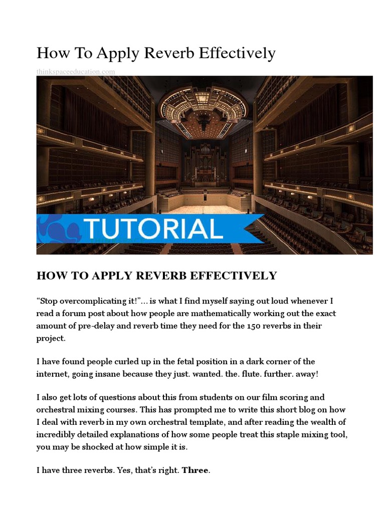 How To Apply Reverb Effectively | PDF | Orchestras | Sound