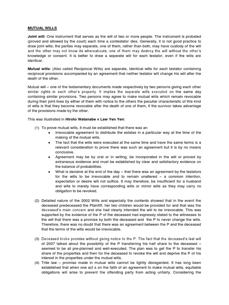Understanding Mutual Wills in Malaysia | PDF