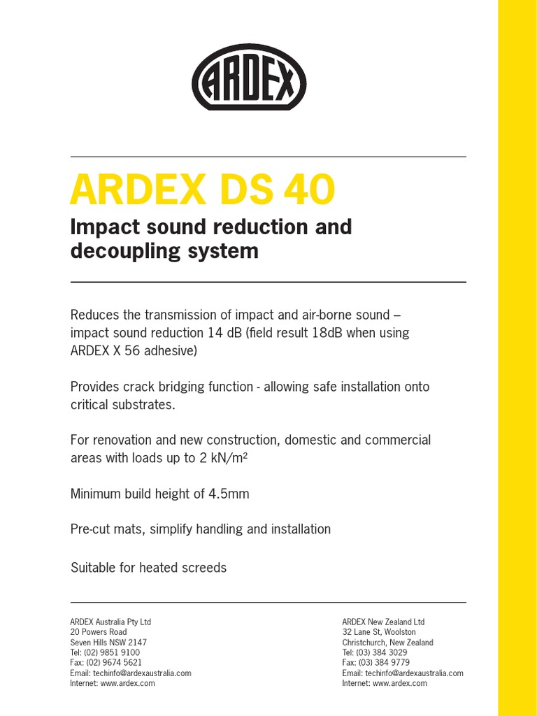 ARDEX DS 40 Datasheet | PDF | Tile | Adhesive