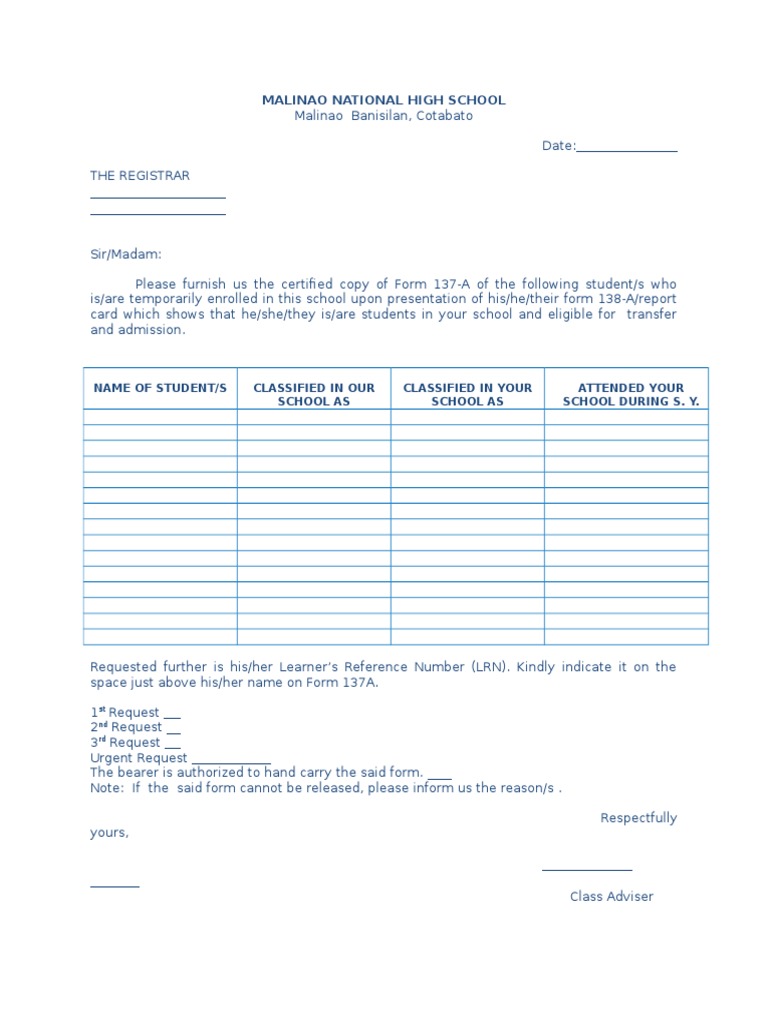 Request Form Ted | PDF