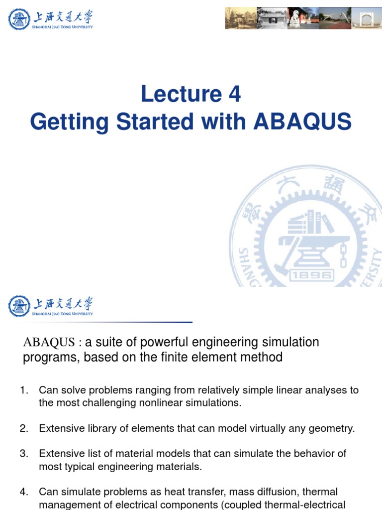 Lecture 4 Getting Started With Abaqus Pdf Nonlinear System Simulation