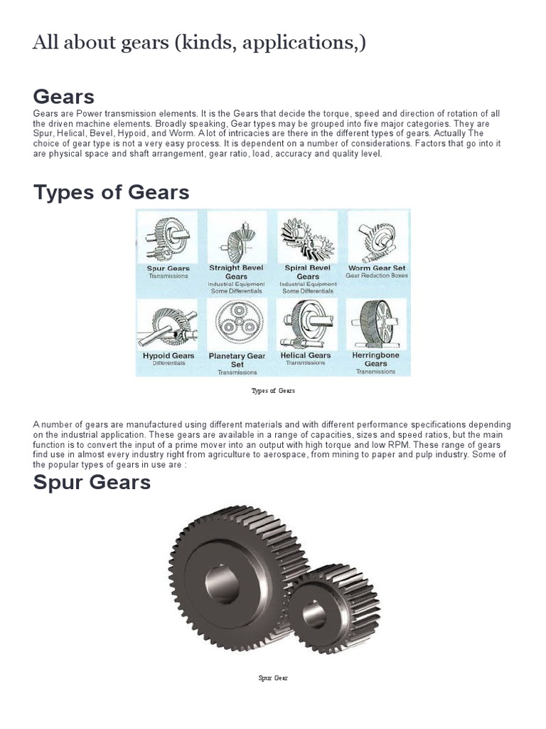 All About Gears | PDF | Gear | Transmission (Mechanics)