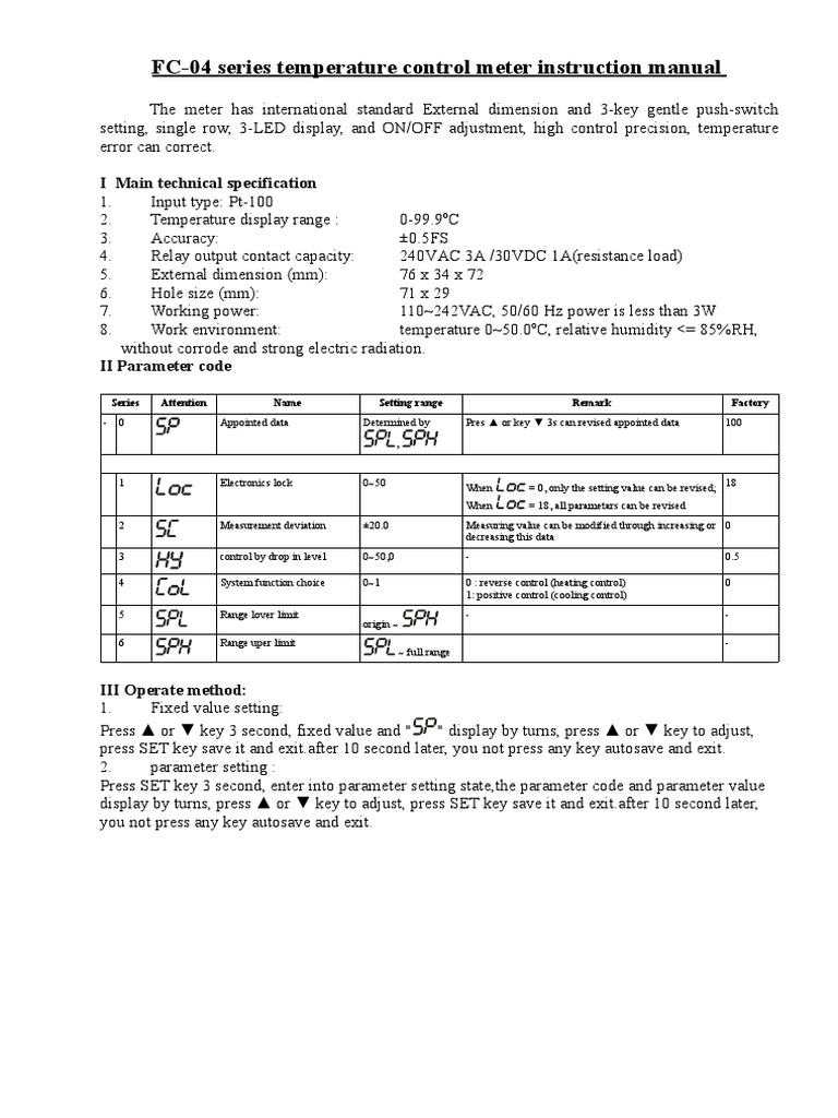 FC 041 PT 100 Manual | PDF | Relay | Parameter (Computer Programming)