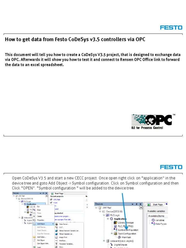 How To Get Data From Festo Codesys V3.5 Controllers Via OPC | PDF ...