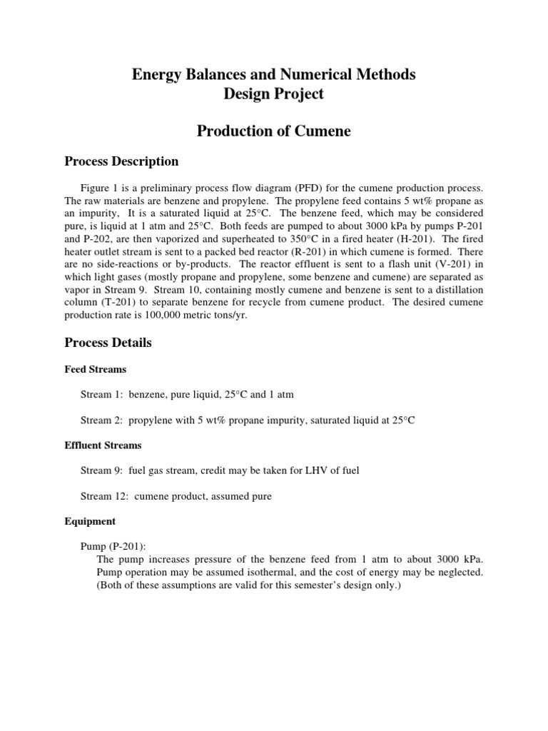 Cumene Production Process Design Report | PDF | Teaching Methods ...