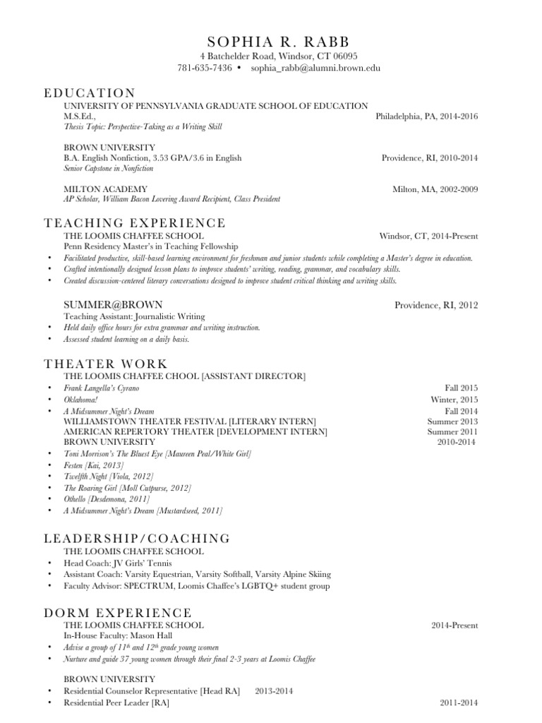 Sophia Rabb Resume | PDF