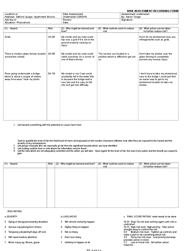 Risk Assessment Template 3 | PDF | Hazards | Risk