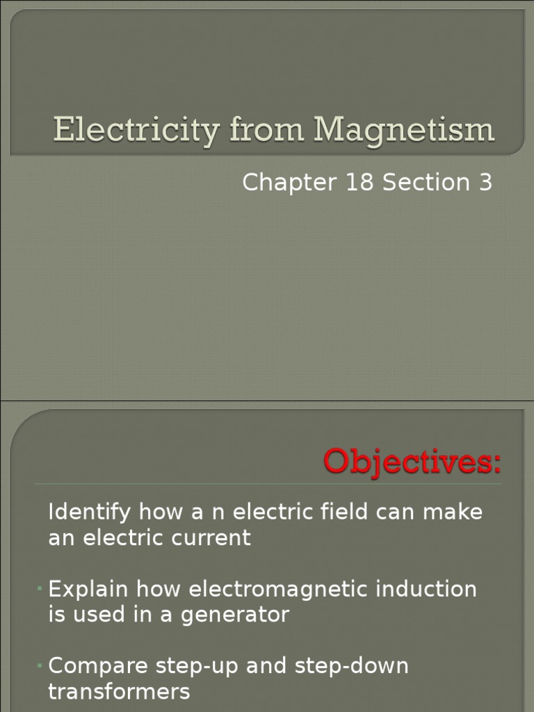 Electricity From Magnetism CH 18.3 8th | PDF | Electric Generator ...