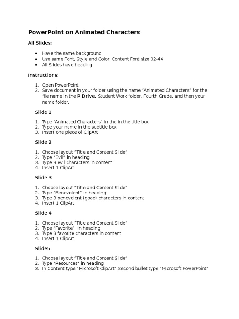 PowerPoint Guide: Animated Characters | PDF