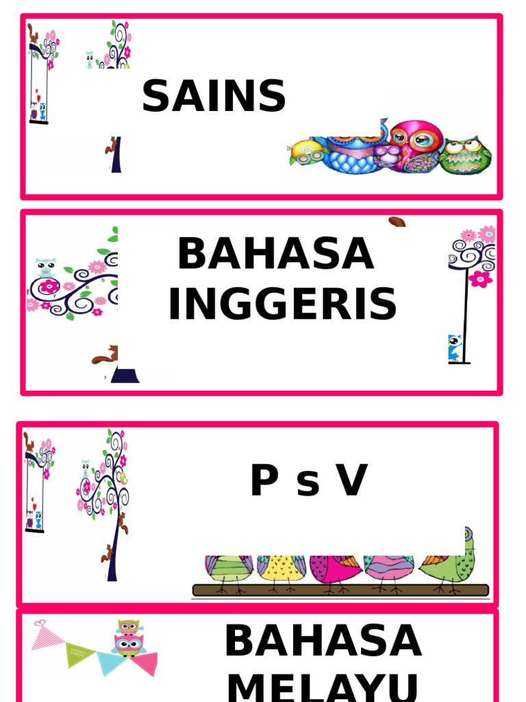 Label Mata Pelajaran Papan Kenyataan | PDF | Seni & Disiplin Bahasa