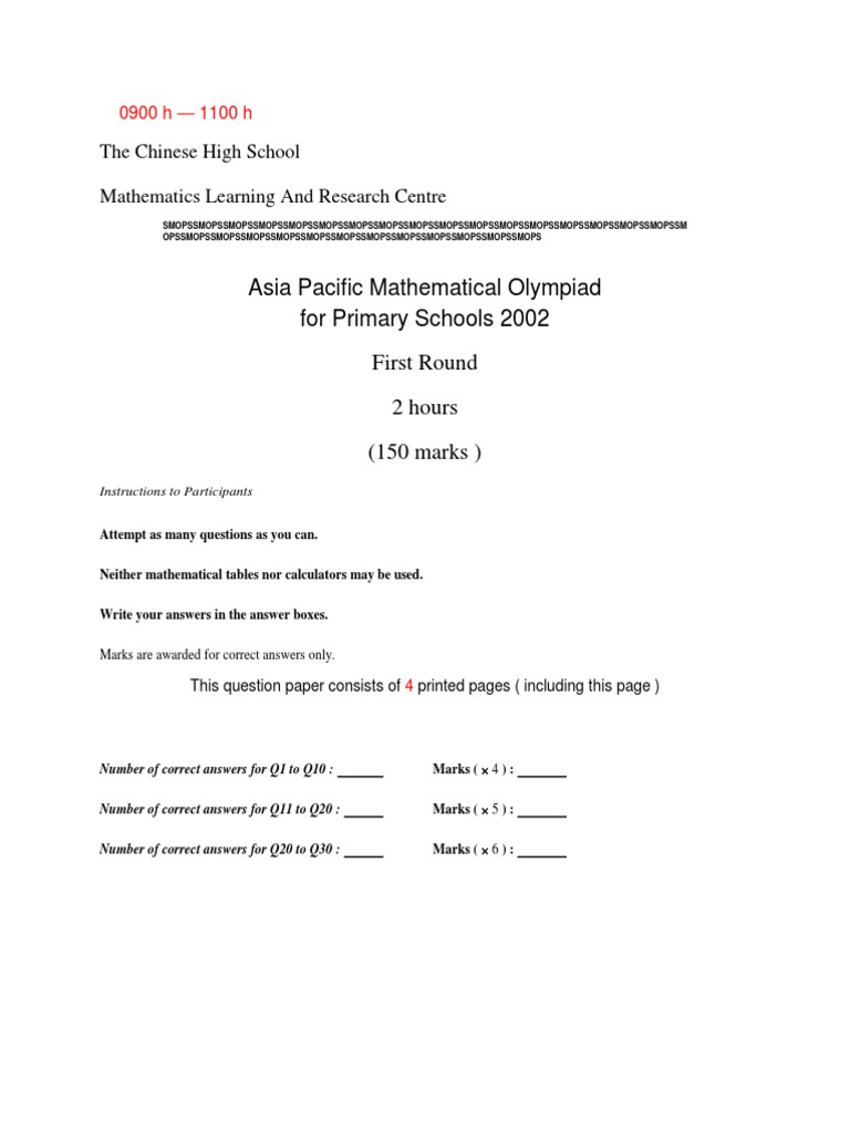 APMOPS 2002 First Round | PDF | Rectangle | Triangle