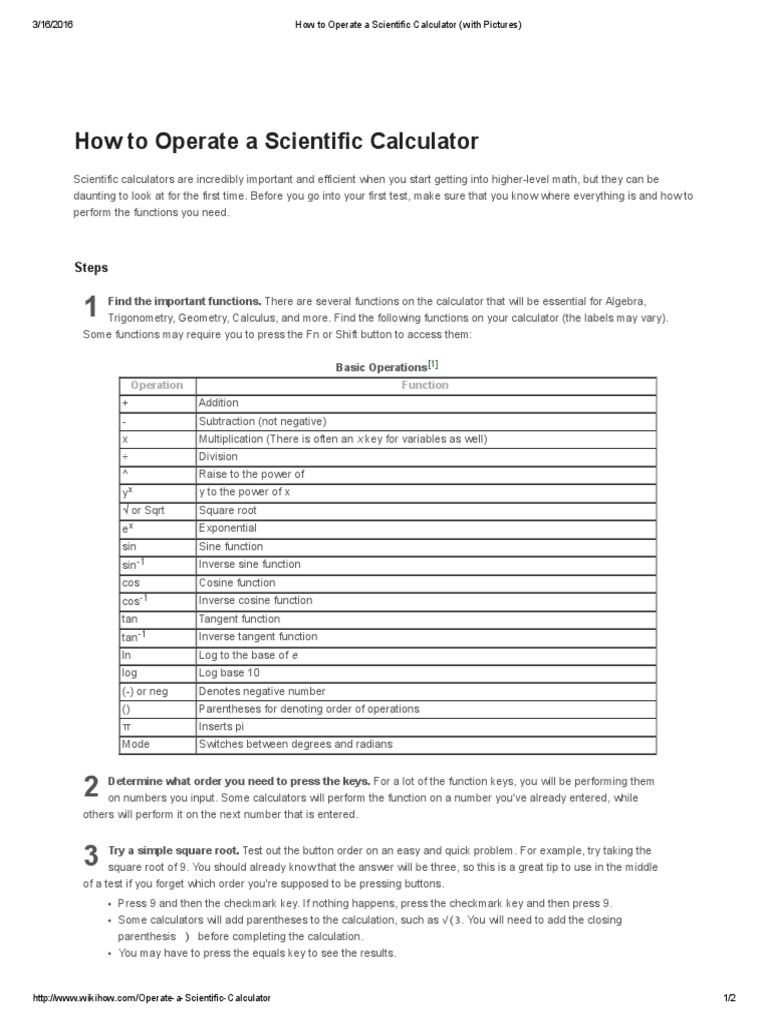 How To Operate A Scientific Calculator (With Pictures) | PDF ...