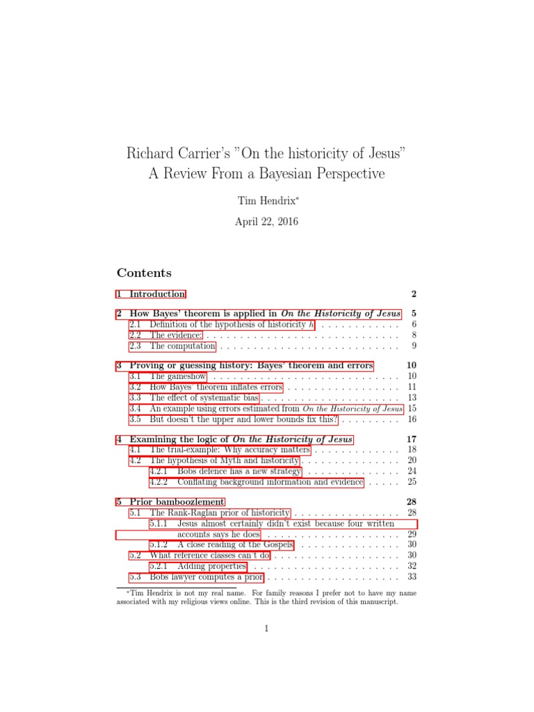 Richard Carrier's "On The Historicity of Jesus" | PDF | Bias Of An ...