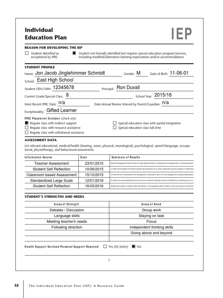 Iep-Form-Template Fillable-Done 1 | PDF | Individualized Education Program | Special Education