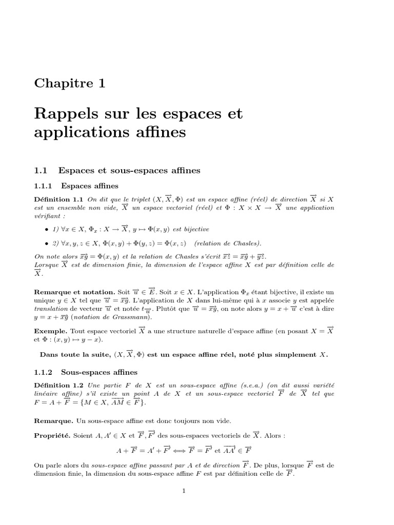 Affine | PDF | Sous-espace vectoriel | Relations mathématiques