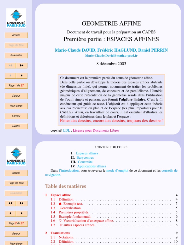 Espace Affine | Espace vectoriel | Plan (Géométrie)