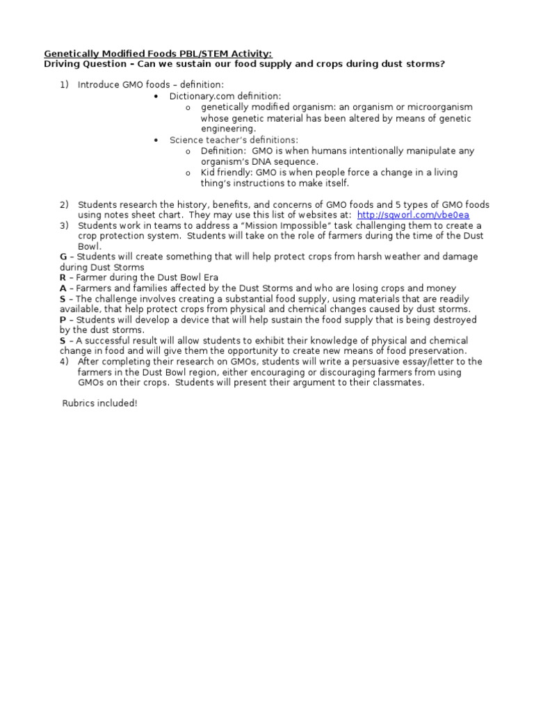 GMO Foods and Dust Storm Solutions | PDF | Genetically Modified ...