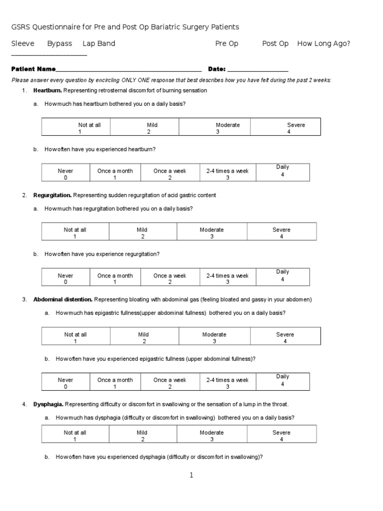 Gsrs Questionnaire | PDF