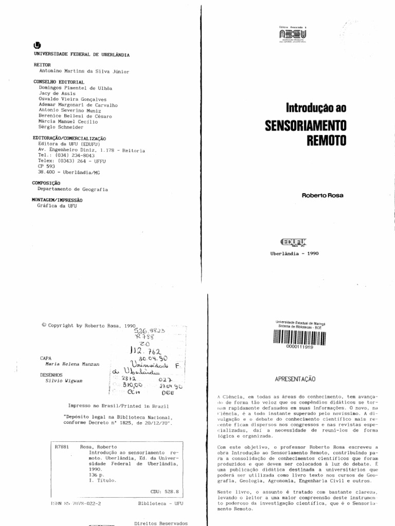 Introdução Ao Sensoriamento Remoto - Roberto Rosa PDF | PDF