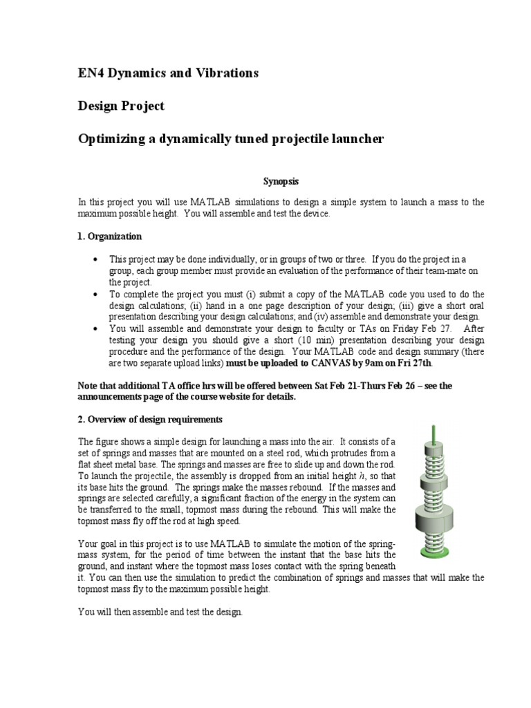 Spring Mass Launcher Design Project | PDF | Velocity | Mathematical ...