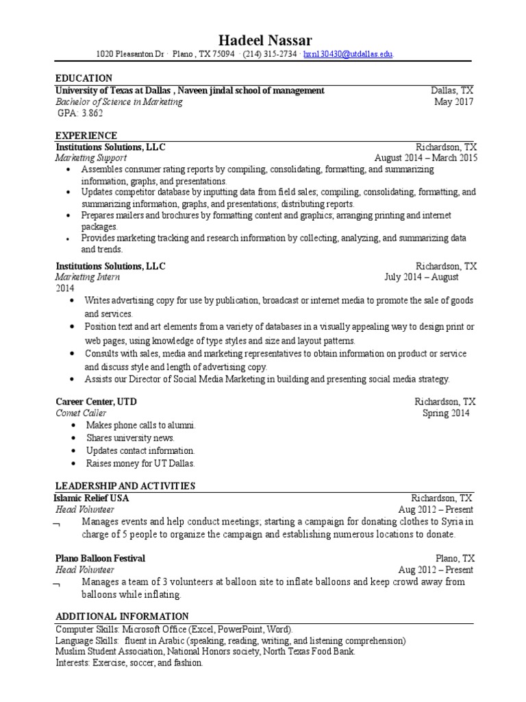 Marketing Graduate with Volunteer Experience | PDF