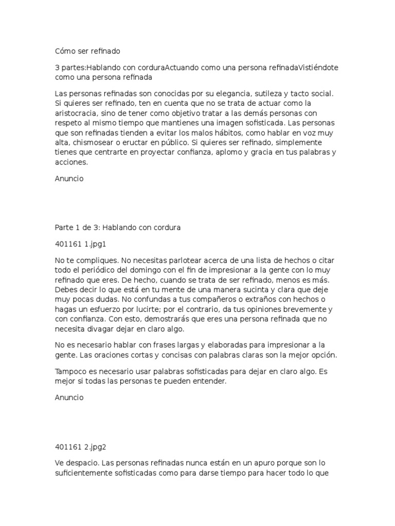 Como Ser Refinado | PDF | Ropa | Oración
