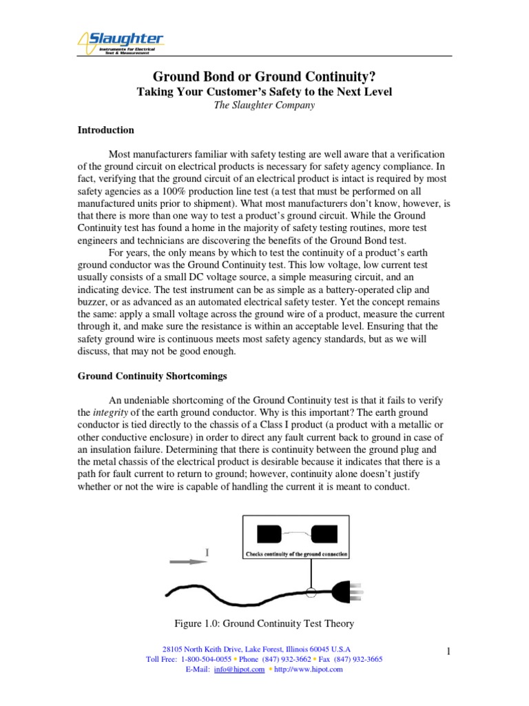 Ground Bond and Ground Continuity Testing | PDF | Electrical Conductor ...