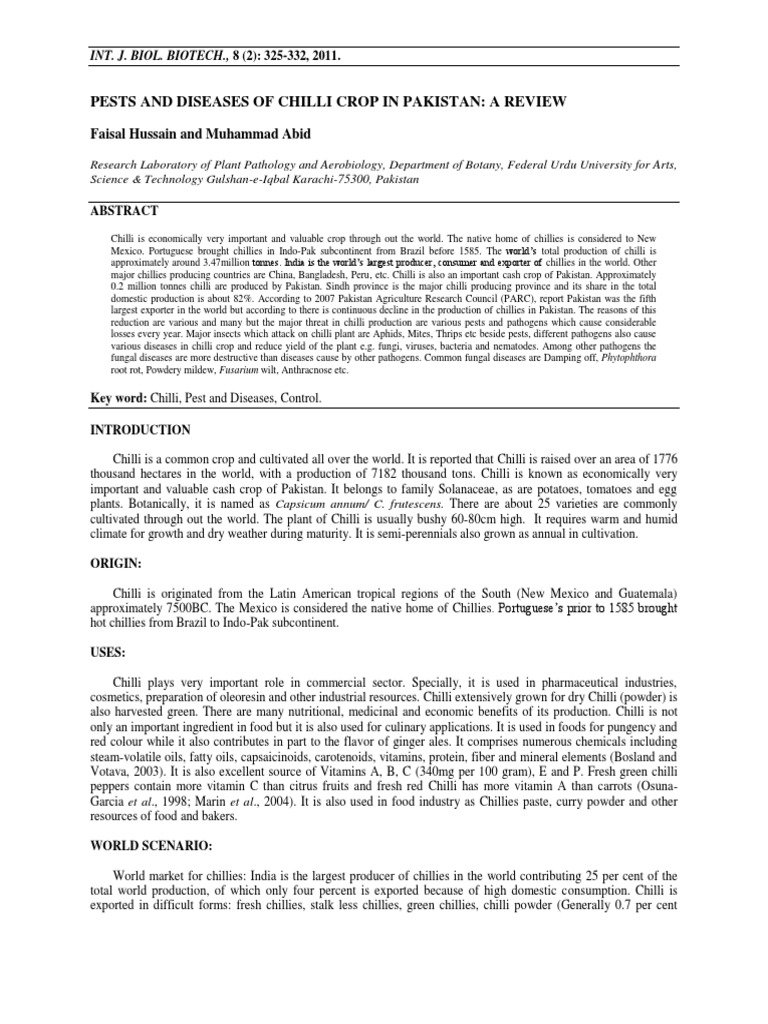 Chilli Pests and Diseases Review | PDF | Plant Pathology | Chili Pepper