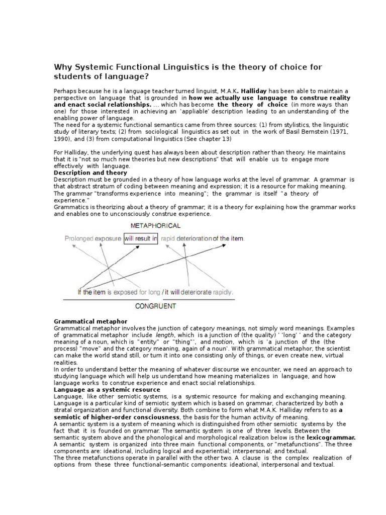 Systemic Functional Linguistics Explained | PDF | Communication | Human ...