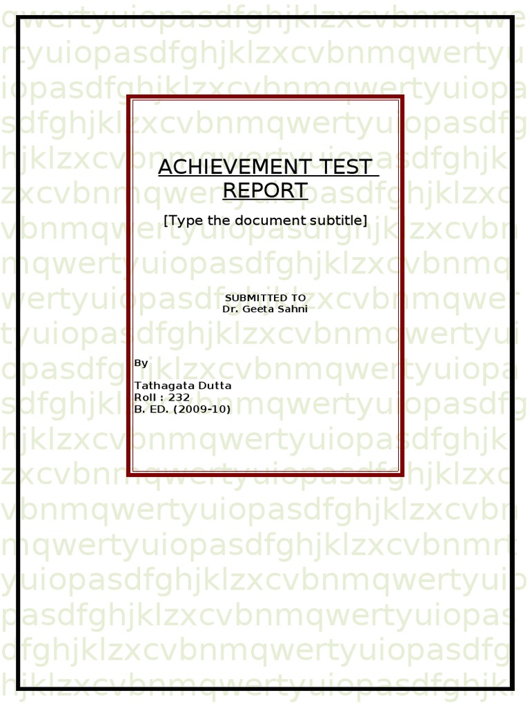Final Achievement Test Report | PDF | Statistics | Educational Assessment