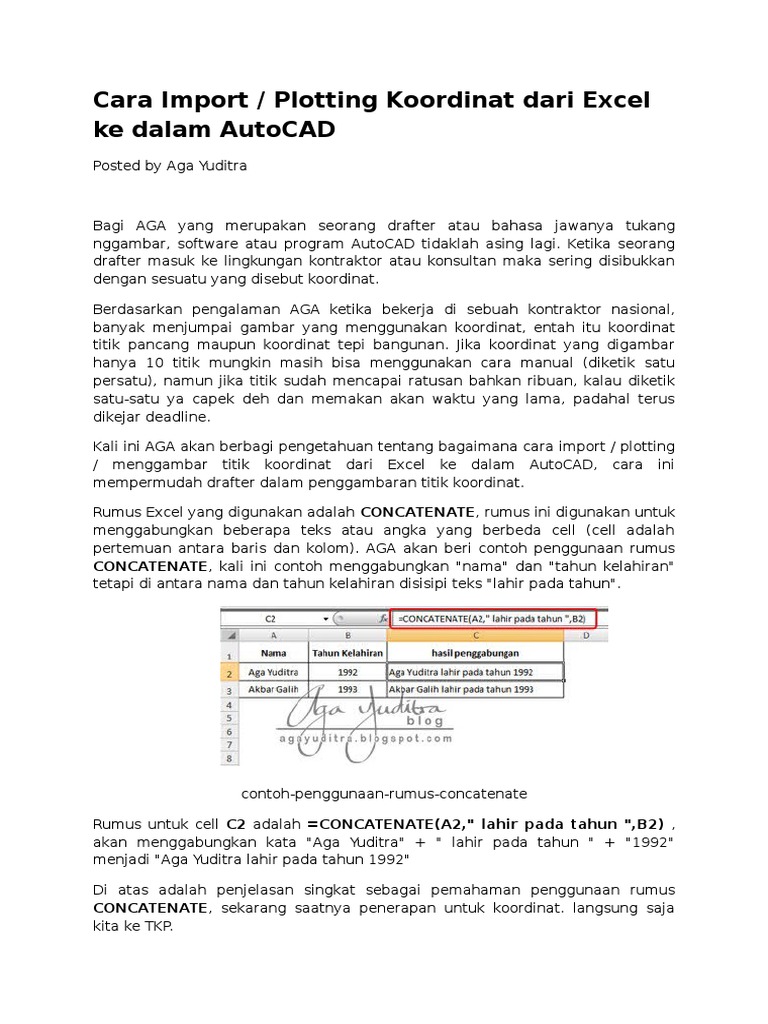 Cara Import Data Dari Excel Ke Autocad | PDF | Komputer