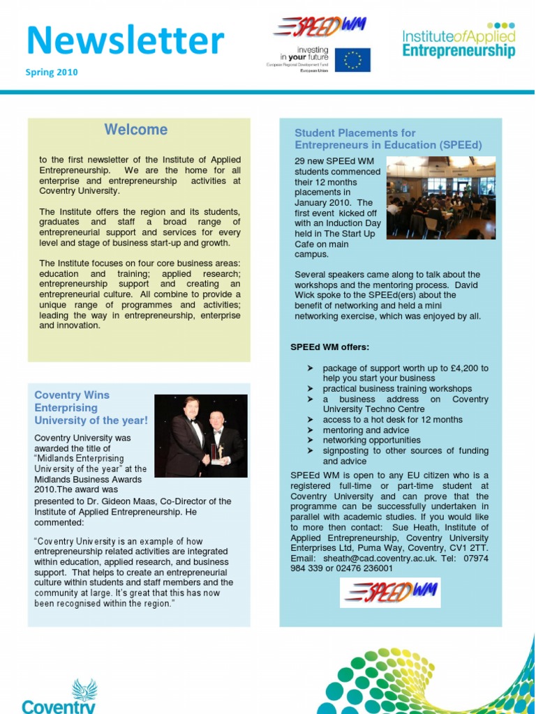 Institute For Applied Entrepreneurship Newsletter SPRING 2010 | PDF ...