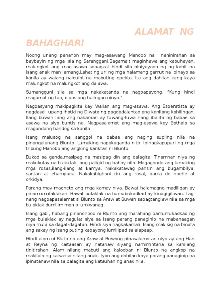 Alamat NG Bahaghari ALAMAT NG BAHAGHARI | PDF