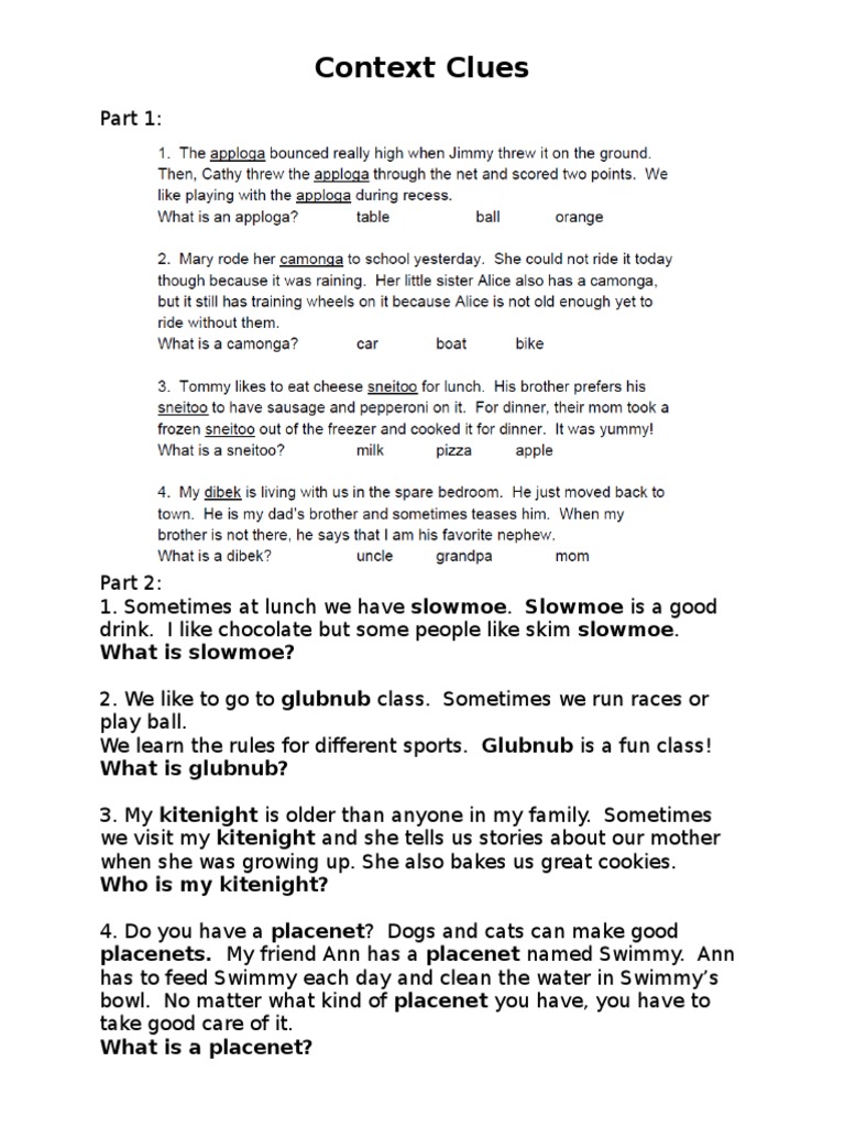 Context Clues | PDF | Cooking, Food & Wine | Lifestyle