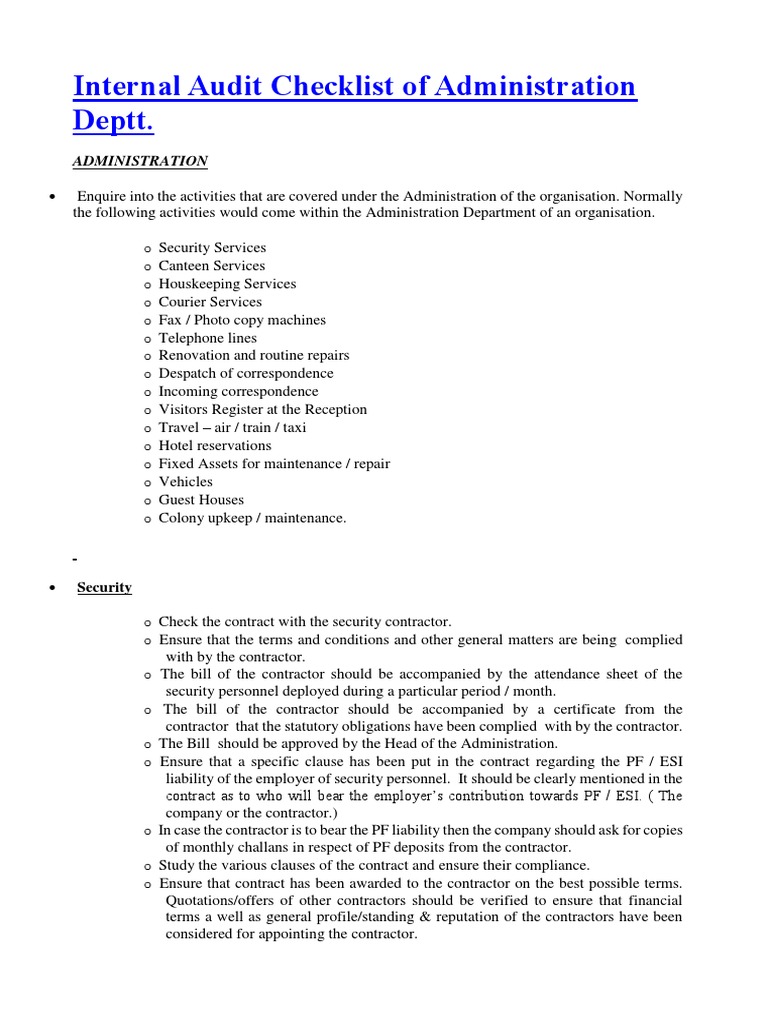 Admin Audit Checklist | PDF | Meal | Foods