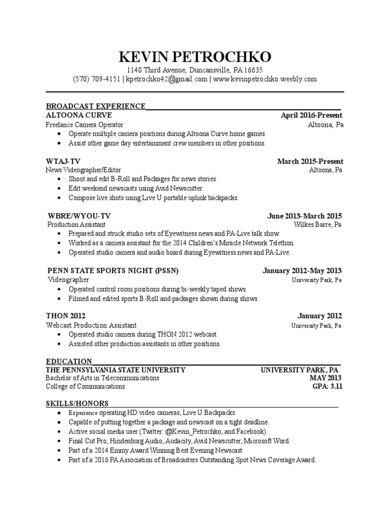 Broadcast Media Professional Profile | PDF