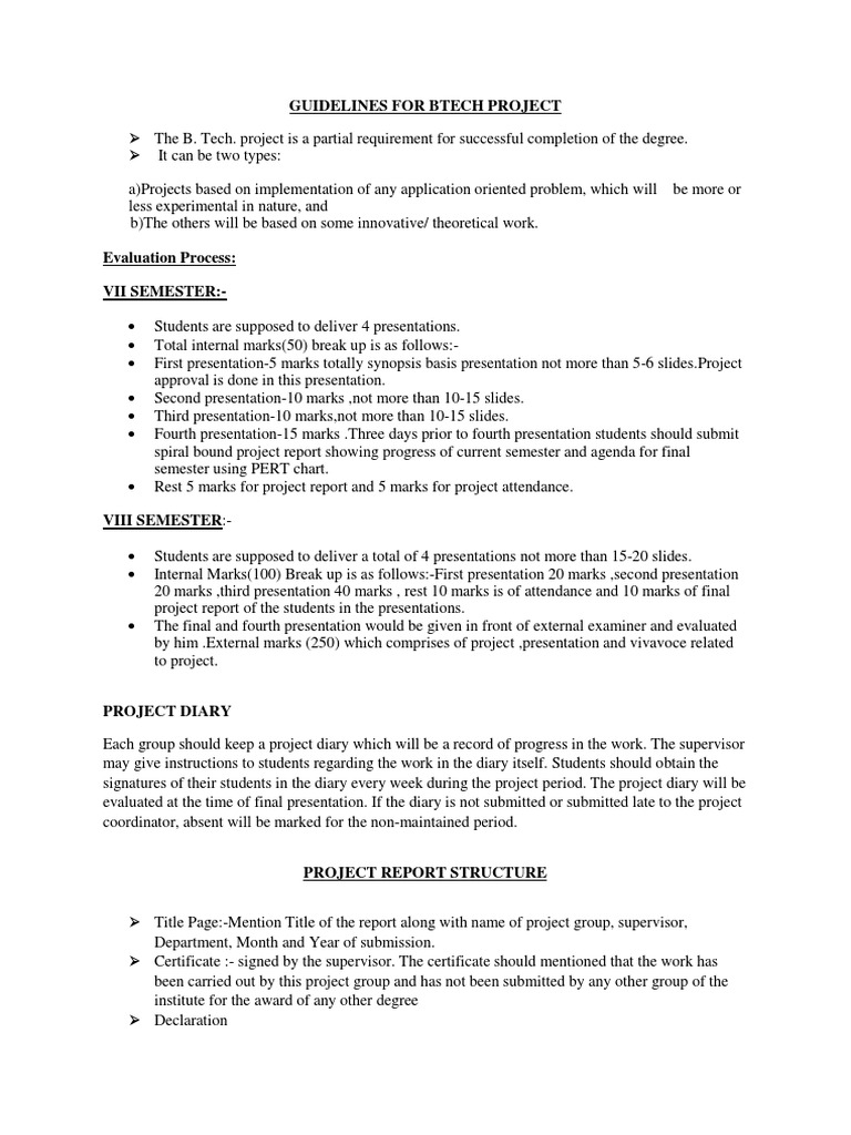 Project Guidelines Project Diary Project Report Format Me | PDF