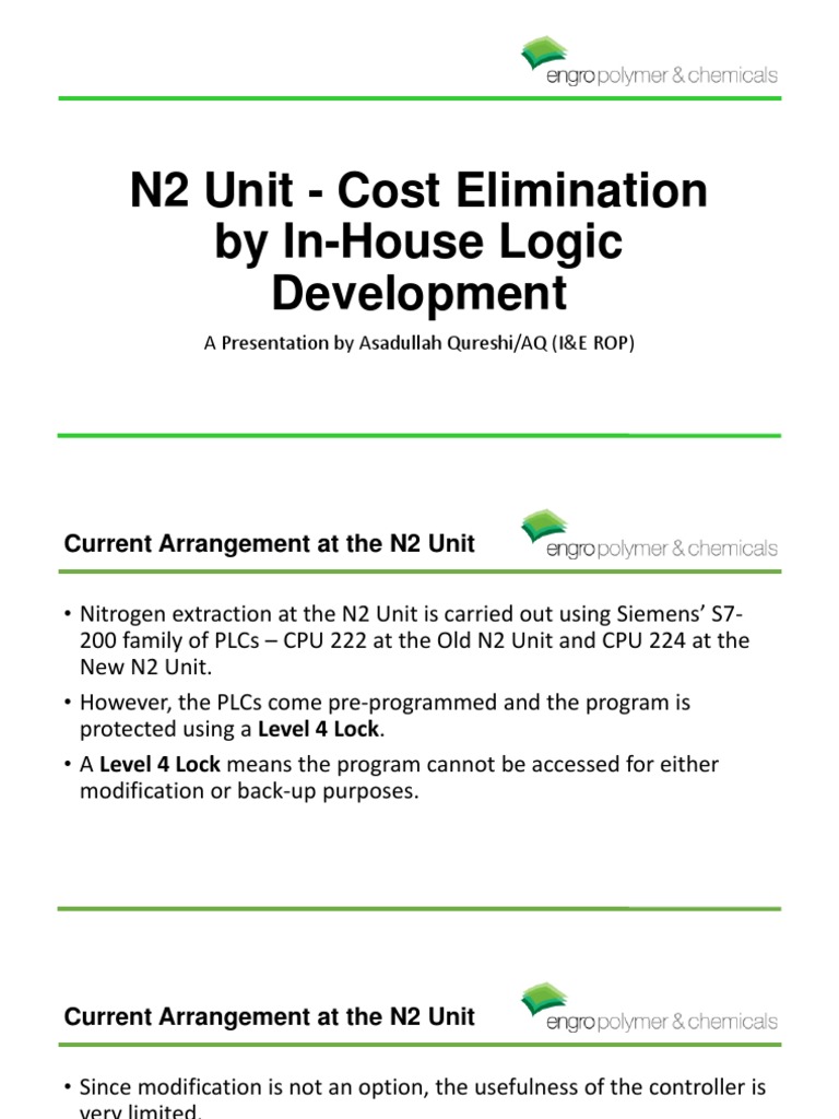 N2 Unit - Cost Elimination by In-House Logic Development | PDF ...