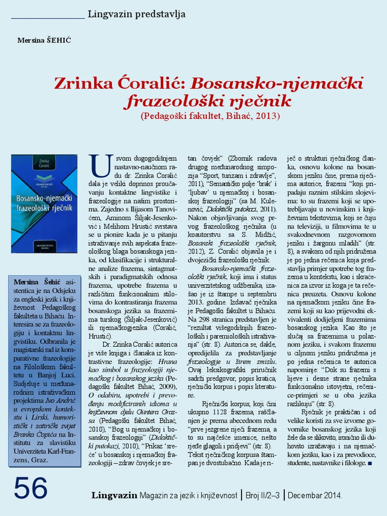 Bosansko-Njemacki Frazeoloski Rjecnik | PDF
