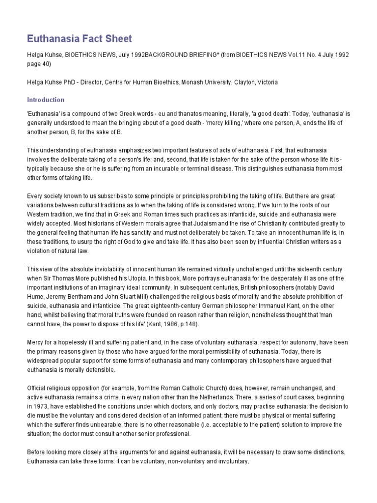Active Euthanasia Explained | PDF | Reason | Social Institutions