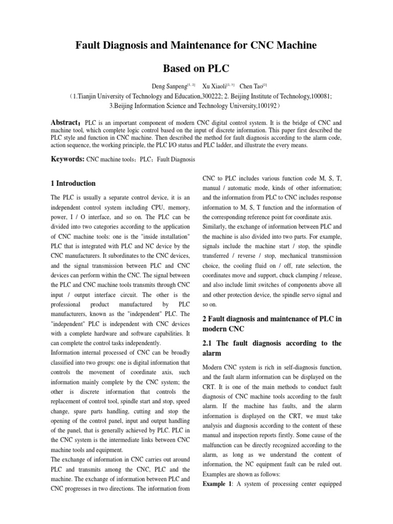 13 Fault Diagnosis and Maintenance For CNC Machine PDF | PDF | Programmable Logic Controller ...