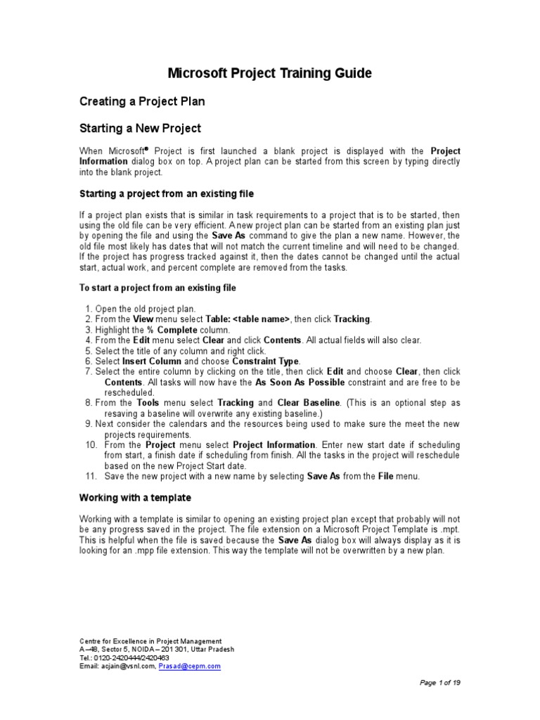 MSP Notes | Project Management | File Format