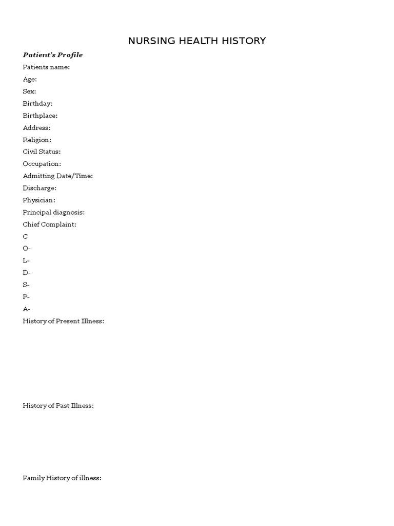 Nursing Health History Patient | PDF