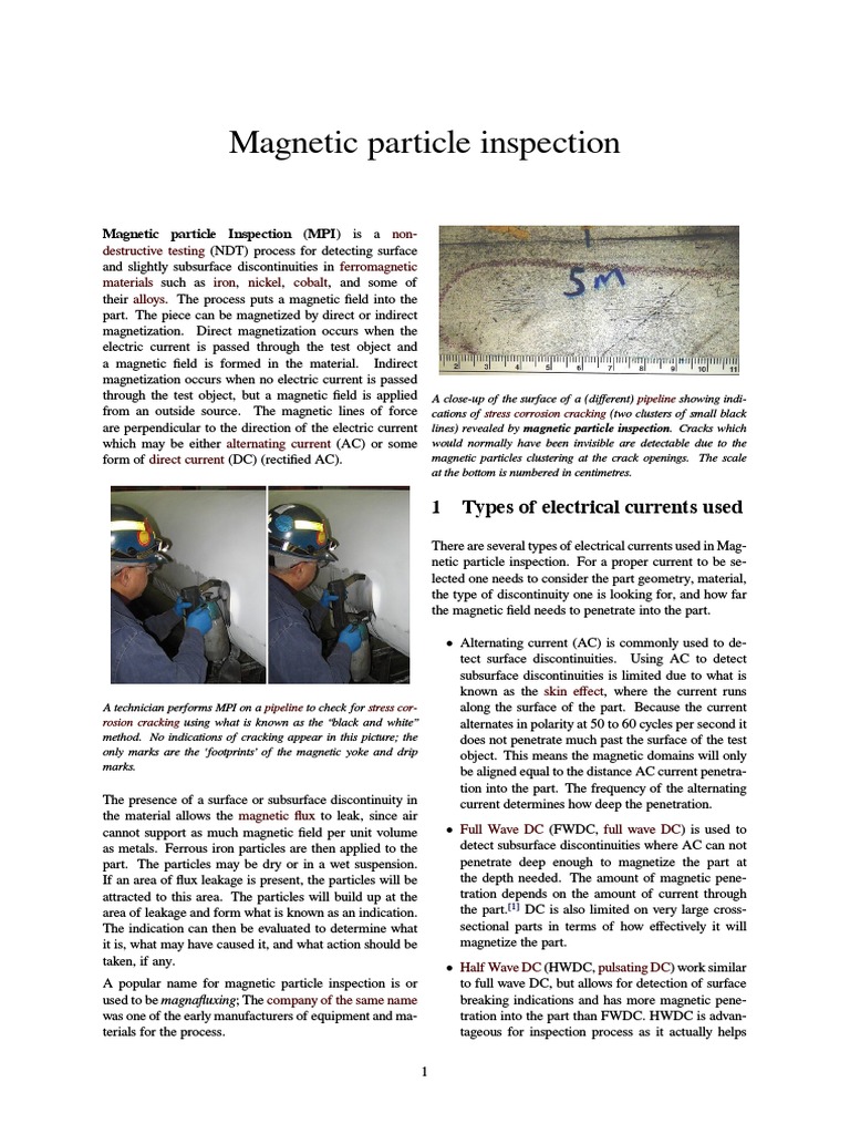 Magnetic Particle Inspection | PDF | Nondestructive Testing | Chemistry