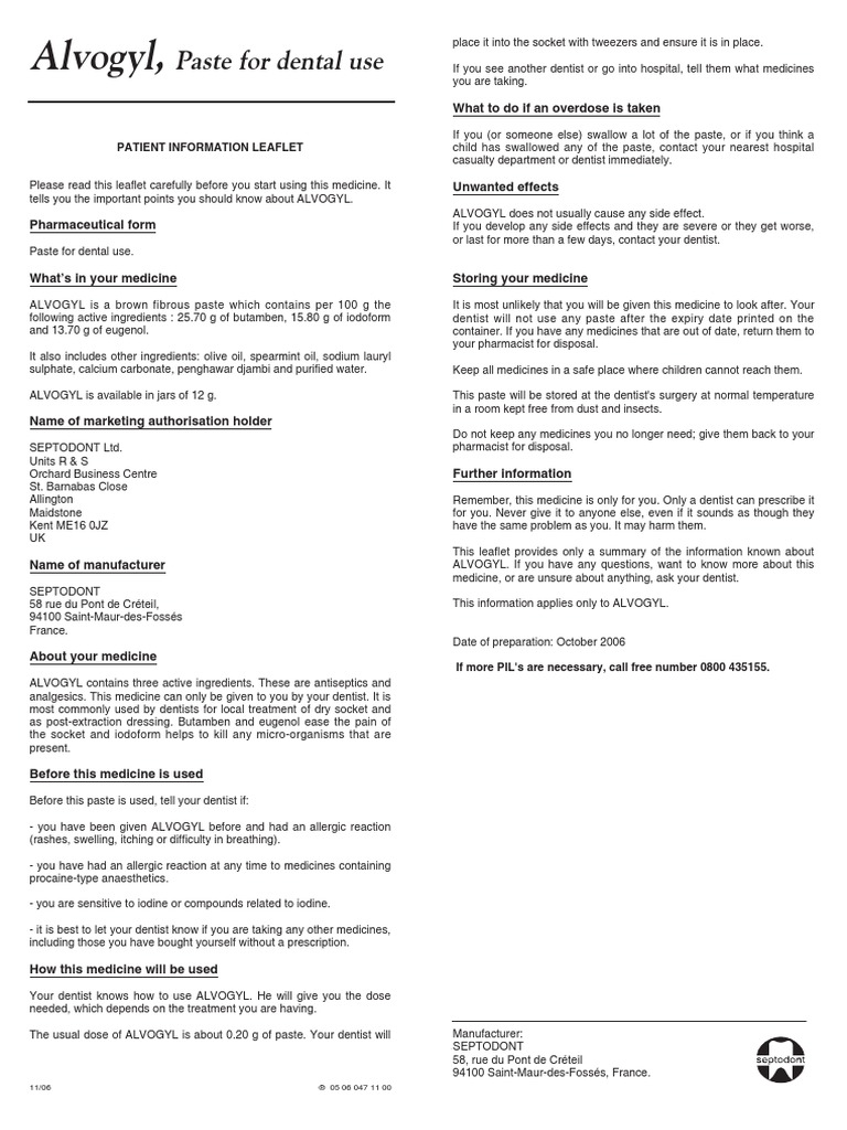 Alvogyl Patient Information Leaflet S 05 06 047 11 00 | Pharmaceutical ...