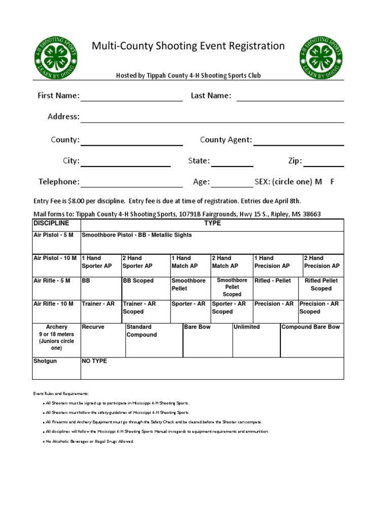 Youth Shooting Sports Registration | PDF | Sports & Recreation