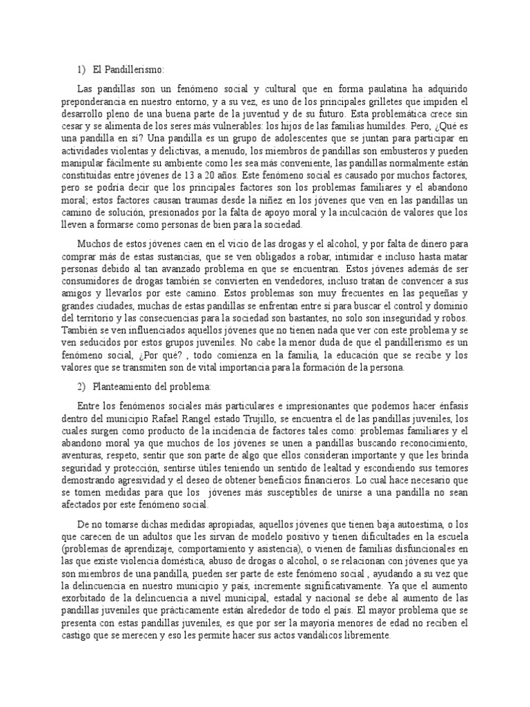 El fenómeno del pandillerismo: Causas, consecuencias y posibles ...