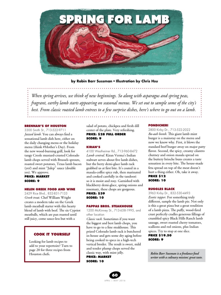 Spring For Lamb | PDF | Lamb And Mutton | Hamburgers
