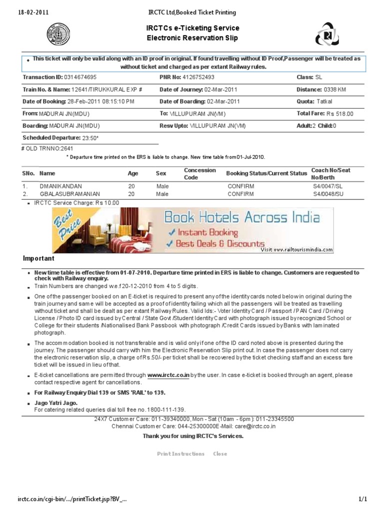 IRCTC Ticket | PDF | Technology & Engineering