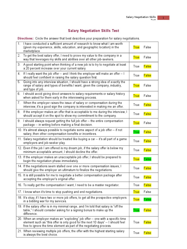 Week 8 Salary Negotiation Skills Test | PDF | Negotiation | Salary